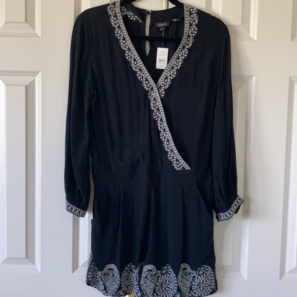 LOFT | Pants & Jumpsuits | Loft Embroidered Wrap Romper | Poshmark
